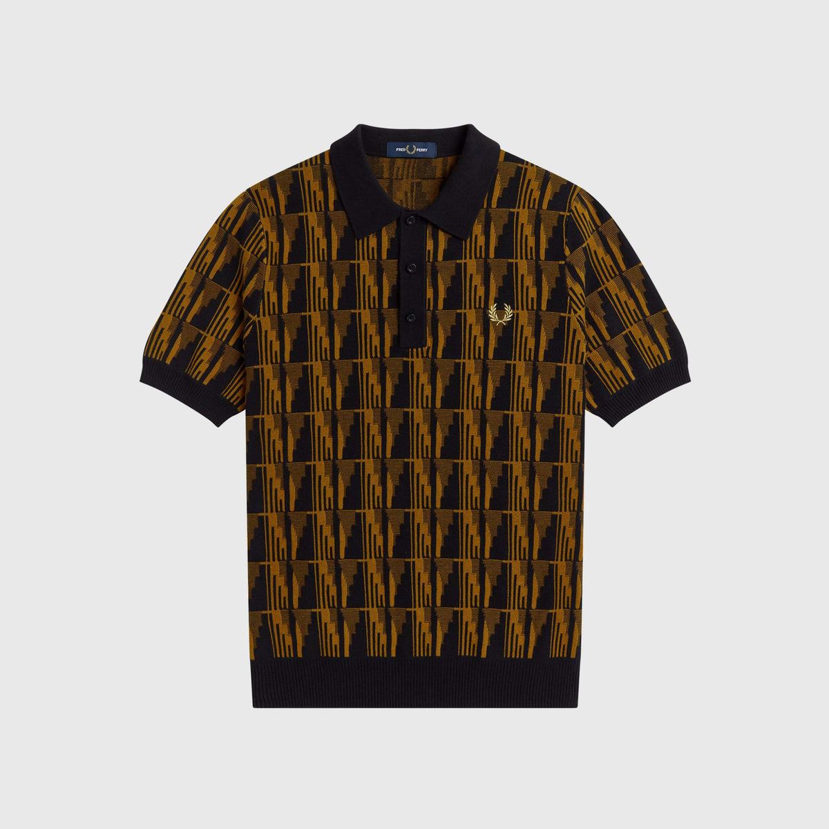 Fred Perry Jacquard Knitted Shirt - Dark Caramel – The Forum Swindon